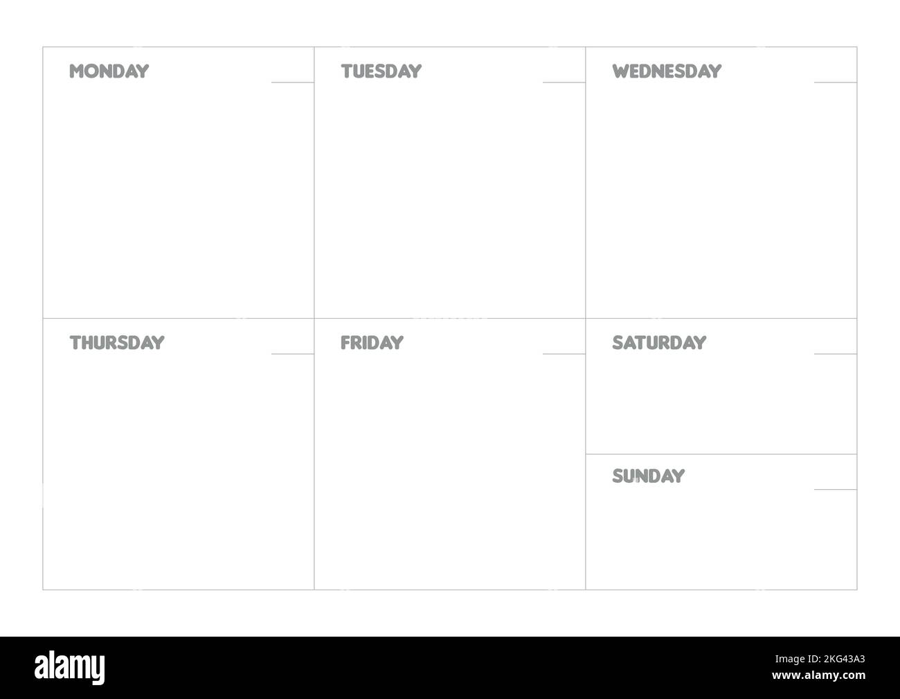 Weekly planner grey color. Square format. Printable template. Vector ...