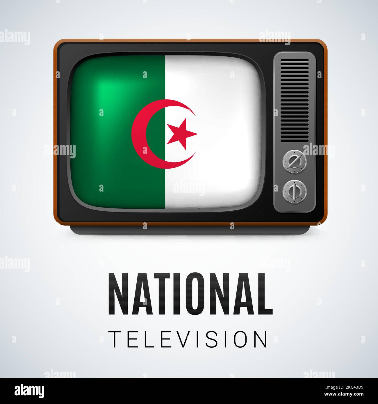 Vintage TV and Flag of Algeria as Symbol National Television. Tele ...