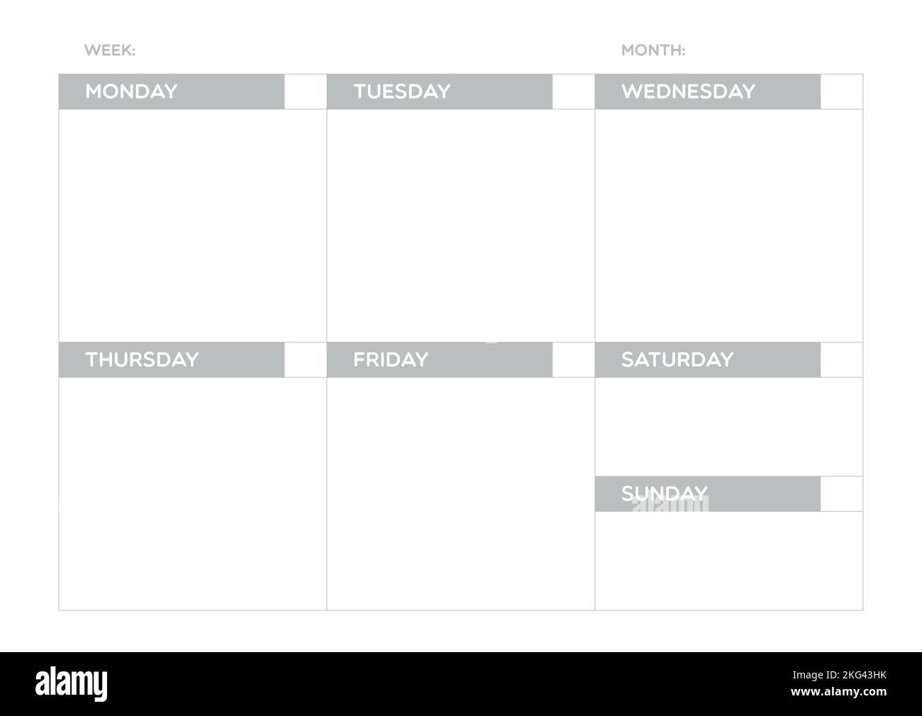 Weekly planner grey color. Square format. Printable template. Vector ...