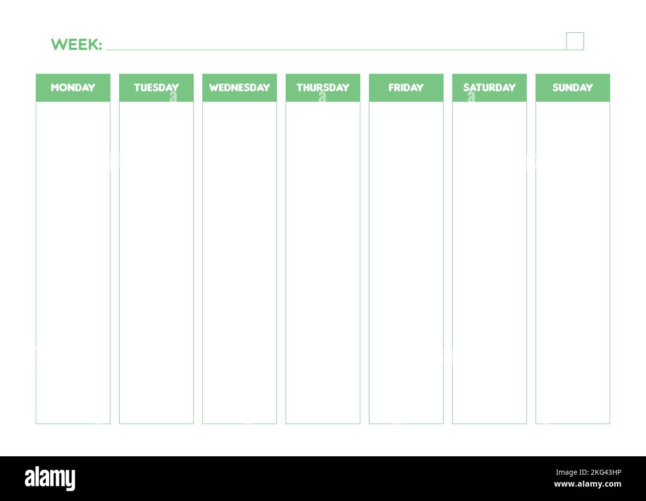Weekly planner green color. Printable template. Vector illustration ...