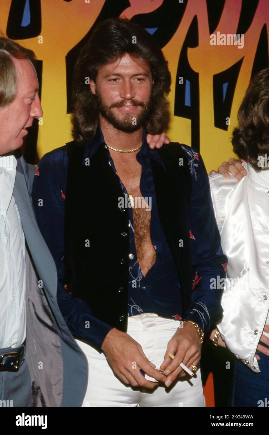 Barry Gibb of The Bee Gees at a press conference promoting the film ...
