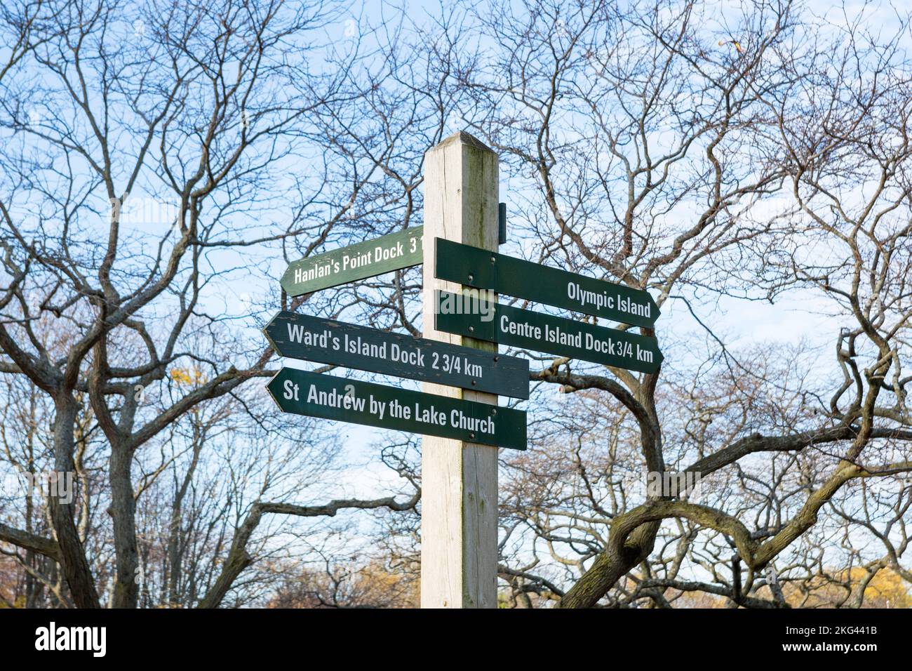 Sign in Toronto Islands with distance to different landmarks, Canada ...