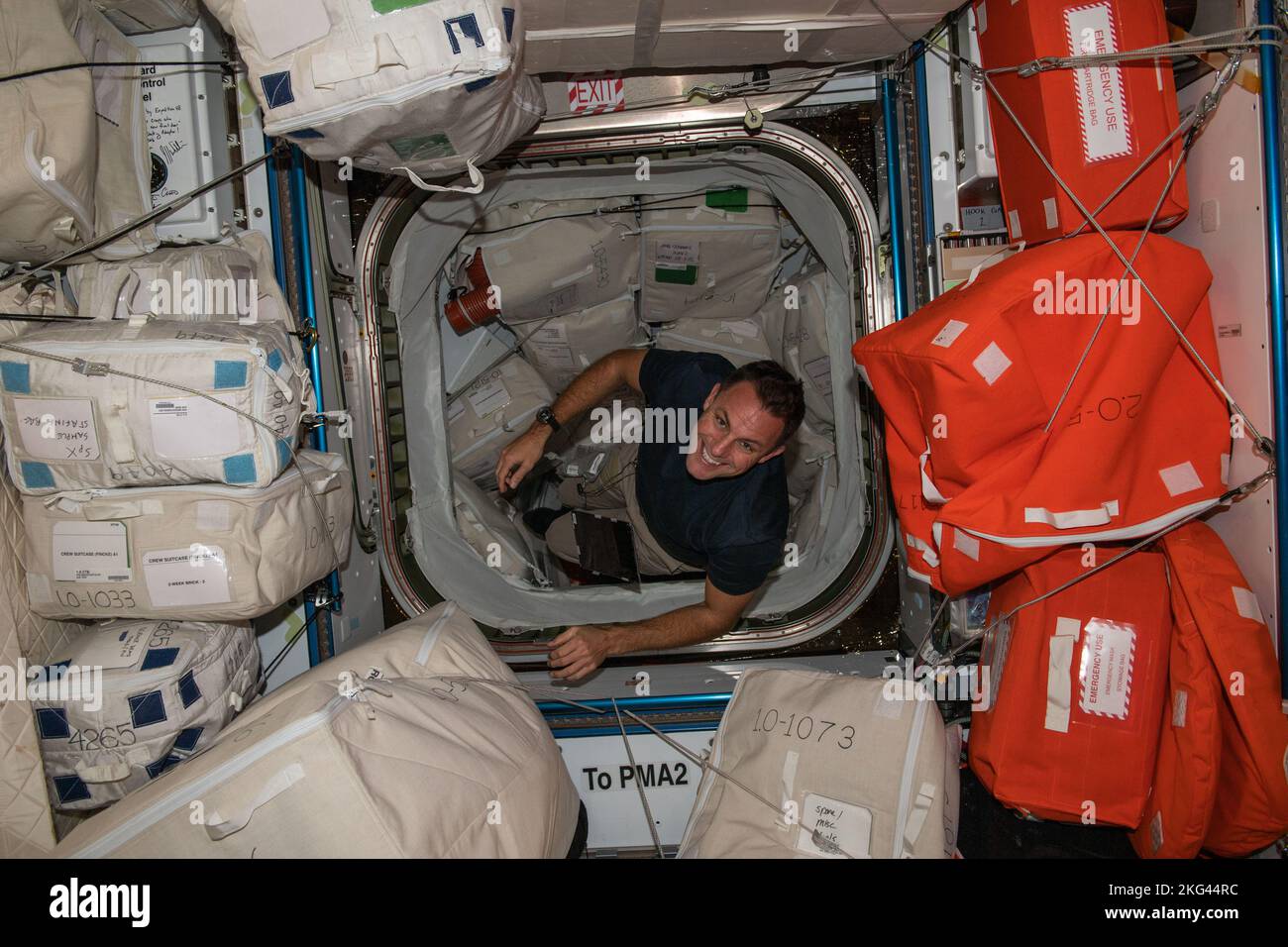 NASA astronaut Josh Cassada is pictured inside the Harmony module's ...