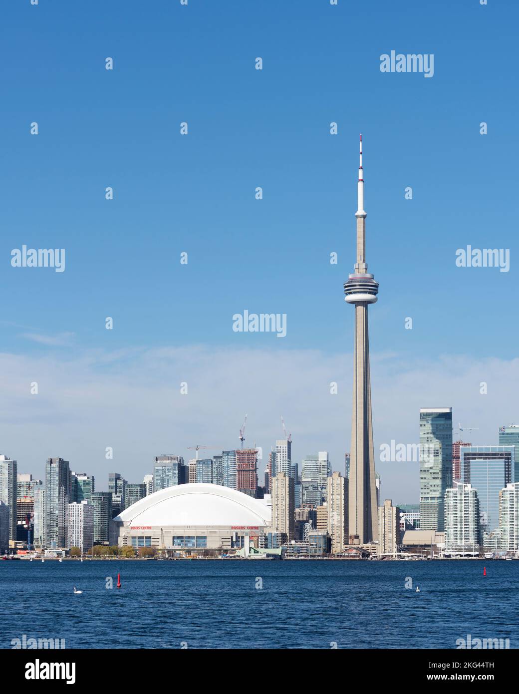 CN Tower and Rogers Centre in Toronto downtown, Toronto, Canada Stock ...