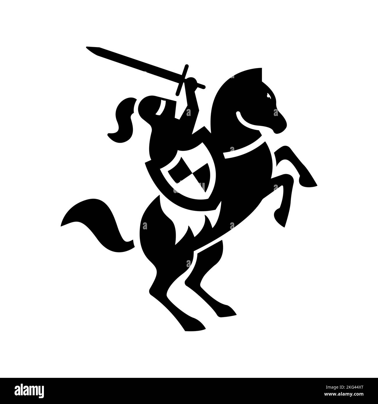 A simple knight on a horse icon isolated on a white background Stock ...