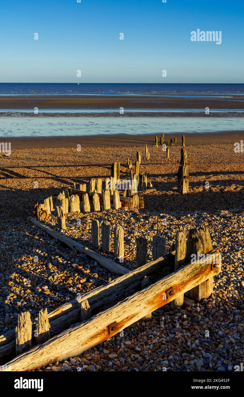 Rye east sussex Groynes - remains of wooden groynes on Rye Beach Rye ...