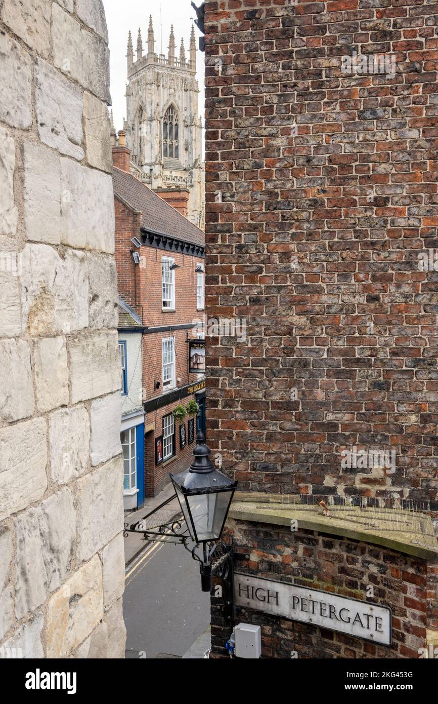 High Petergate and York Minster Stock Photo - Alamy