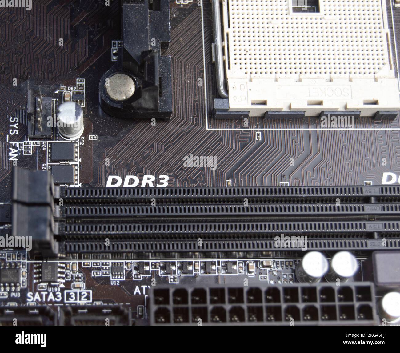 Close-up top view of motherboard, computer motherboard Stock Photo - Alamy