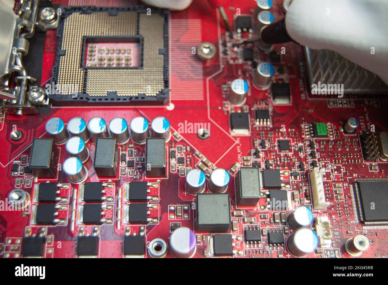 Close-up top view of motherboard, computer motherboard Stock Photo - Alamy