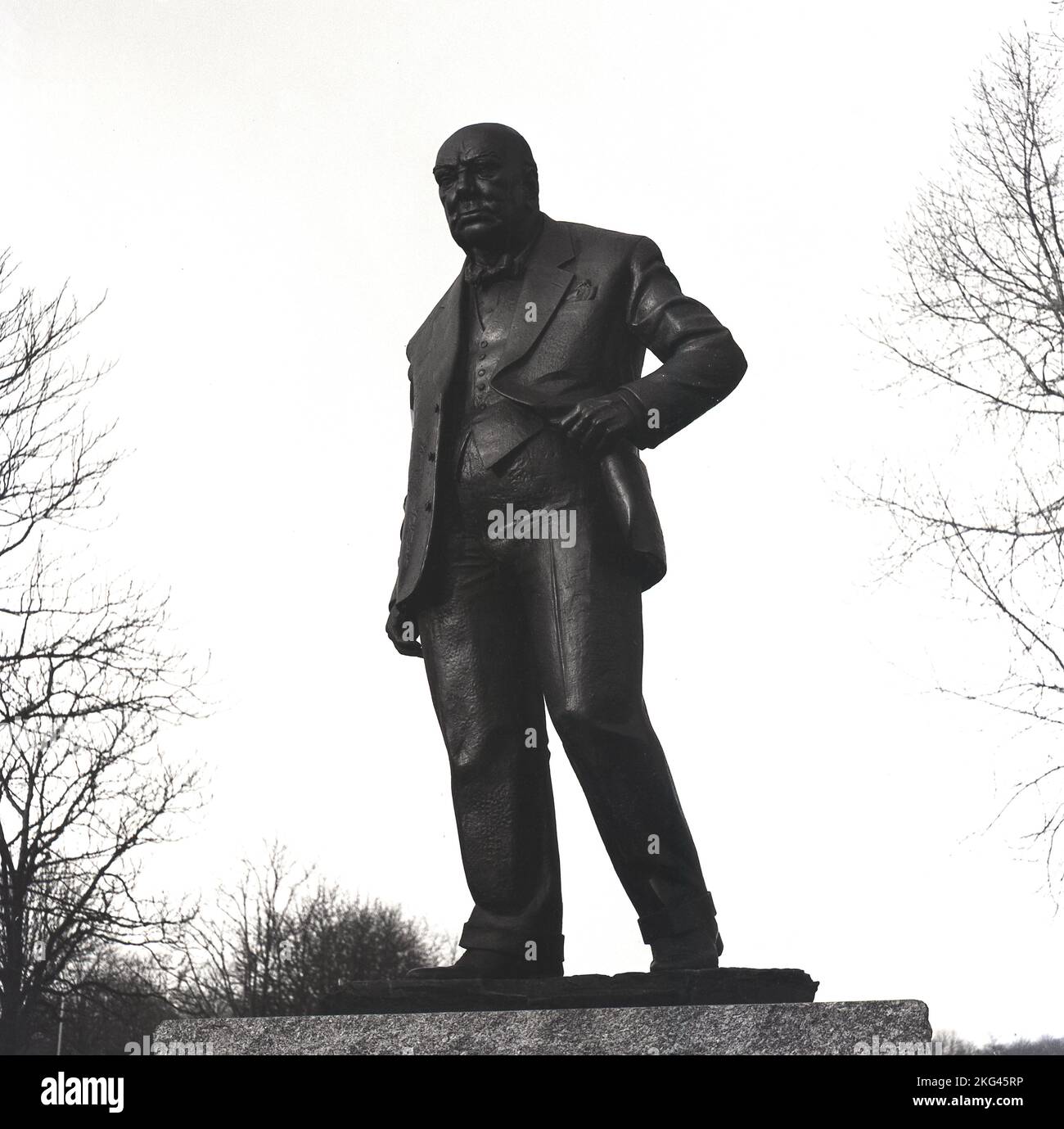 1960, historical, a bronze statue of the famous British statesman ...