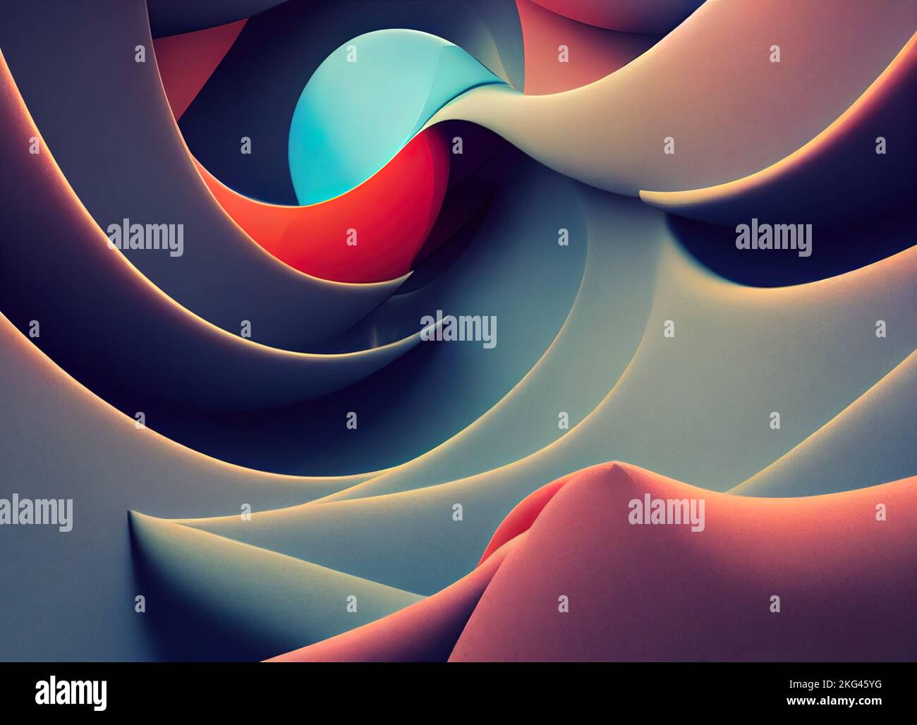 A 3D rendering of abstract modern background with colorful curvy shapes ...