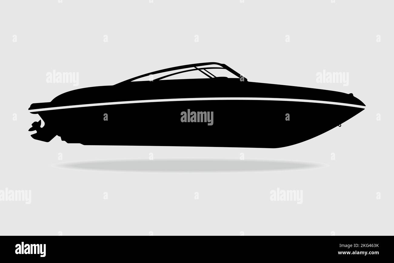 A black speedboat silhouette isolated on white background Stock Vector ...