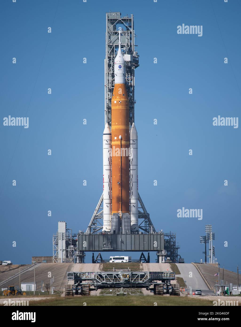 Artemis I Prelaunch. NASA’s Space Launch System (SLS) rocket with the ...