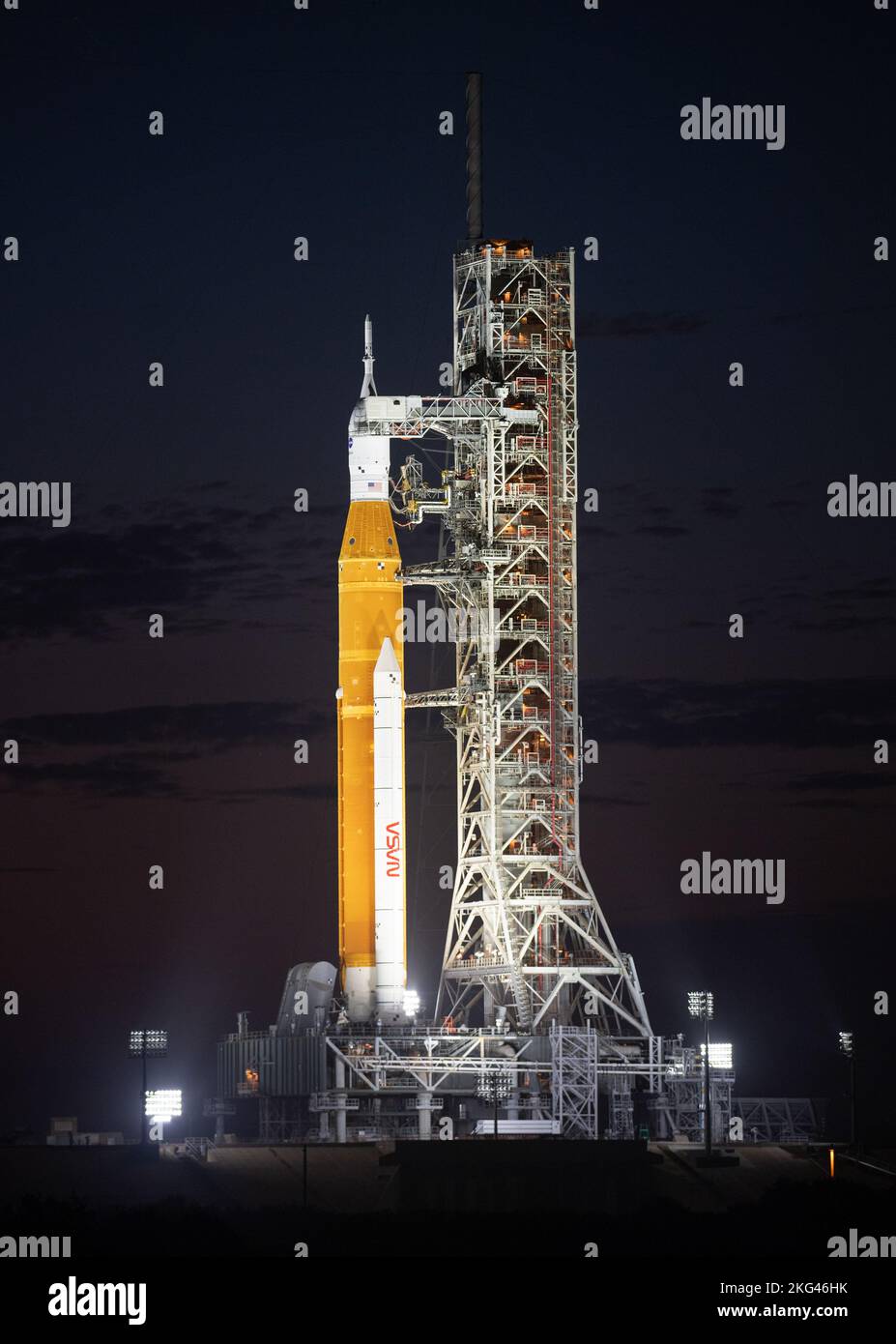 Artemis I Prelaunch. NASA’s Space Launch System (SLS) rocket with the ...