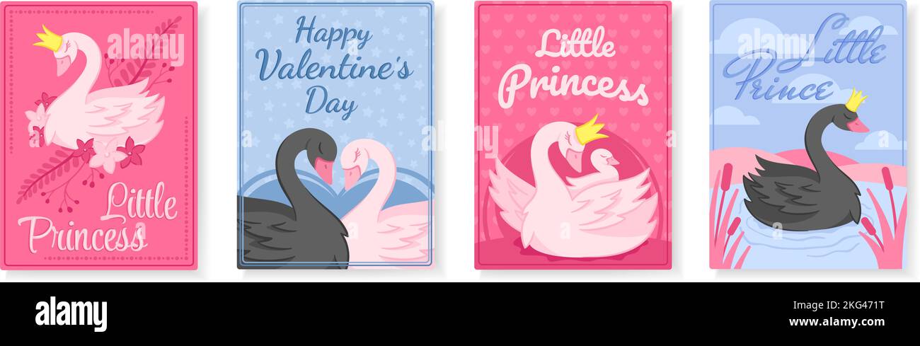 Swans posters. Elegant baby little princess and prince swans ...