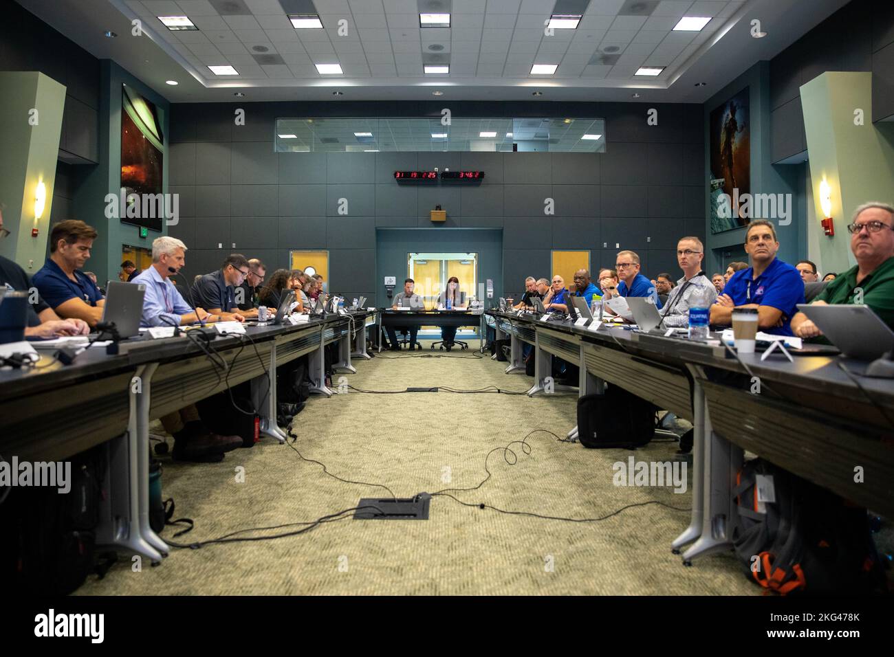 Artemis I Pre-Test Briefing. Artemis I team members conduct the Artemis ...