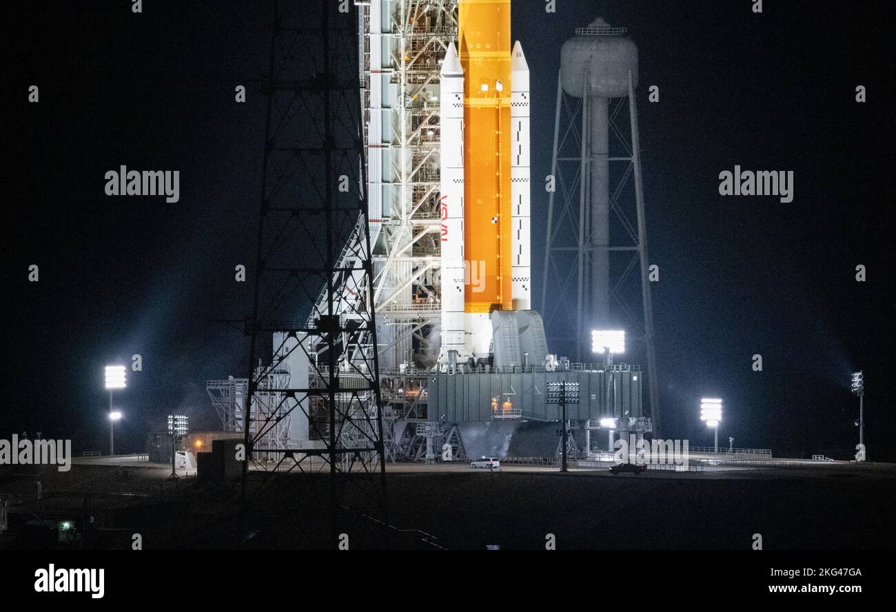 Artemis I Preflight. Vehicles with members of the red crew are seen as ...