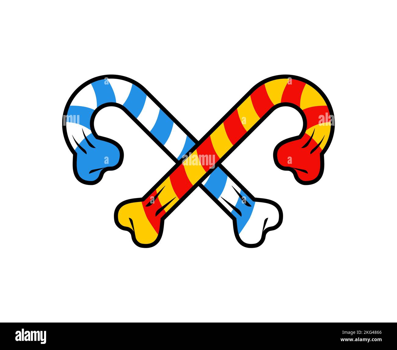 Christmas candy bone. Scary illustration of Christmas and New Year ...