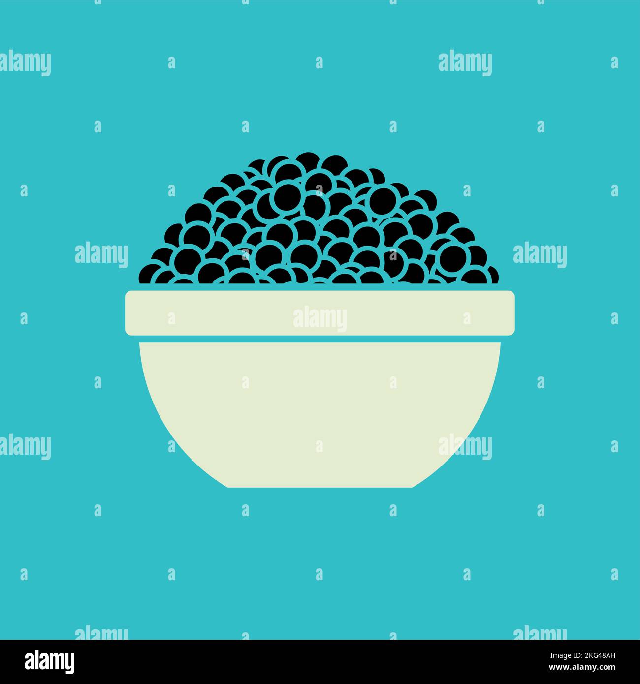 Black caviar in plate isolated. Fish delicacy. Vector illustration ...