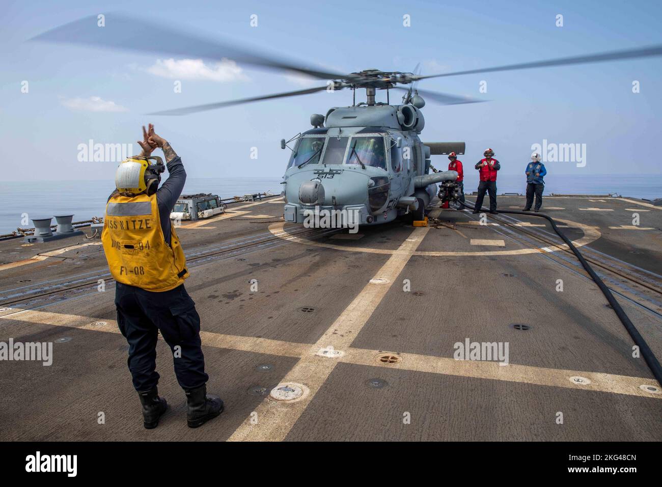221029-N-EH998-1073 GULF OF ADEN (Oct. 29, 2022) Sailors conduct flight ...