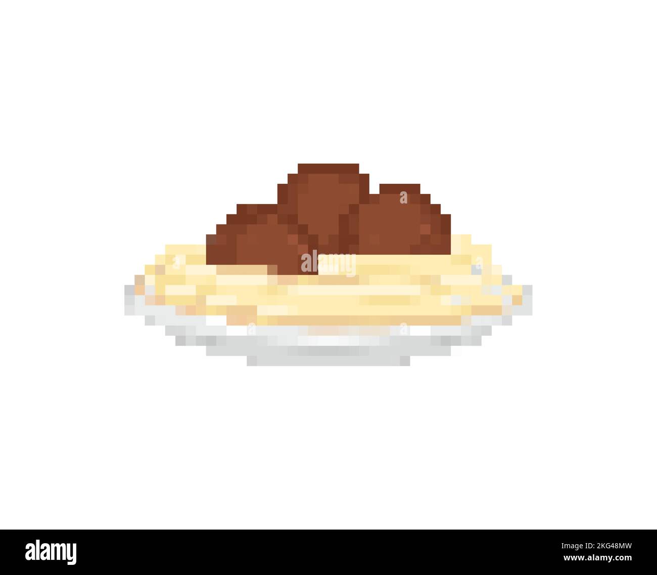 Meatball with pasta pixel art. 8 bit ball of meat. pixelated food ...