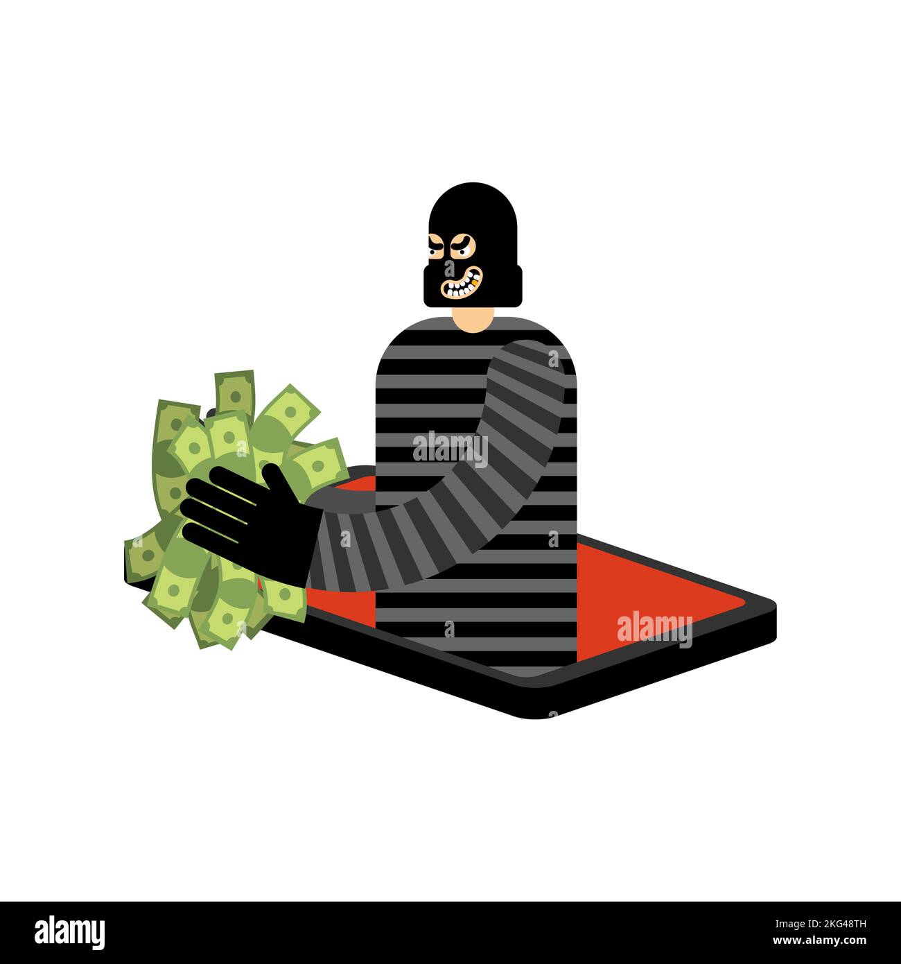 Thief in smartphone. scammer in gadget. Vector illustration Stock ...