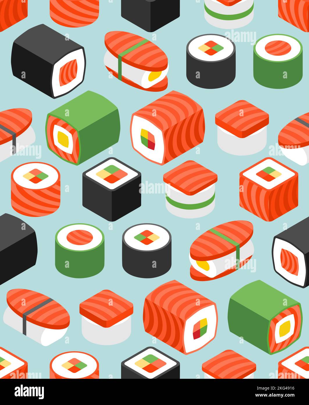 Sushi rolls pattern seamless. Traditional Japanese food background ...