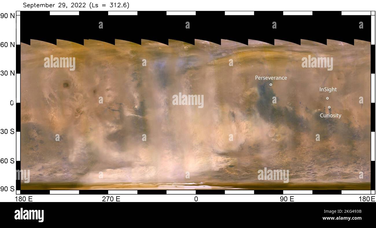 Mars Dust Storm in Relation to InSight, Curiosity and Perseverance. The ...