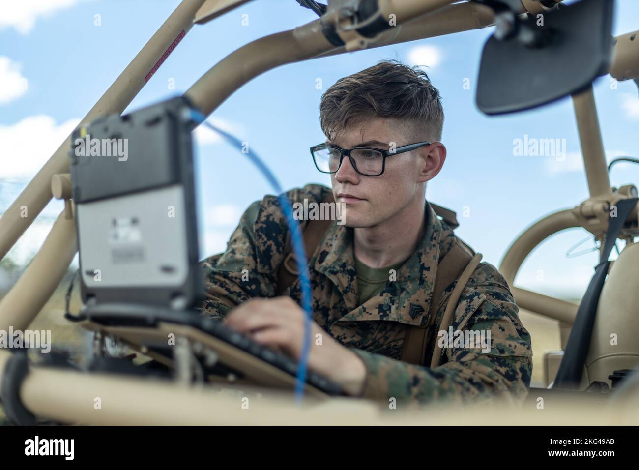 U.S. Marine Corps Sgt. Robert Jodoin, a satellite communication ...
