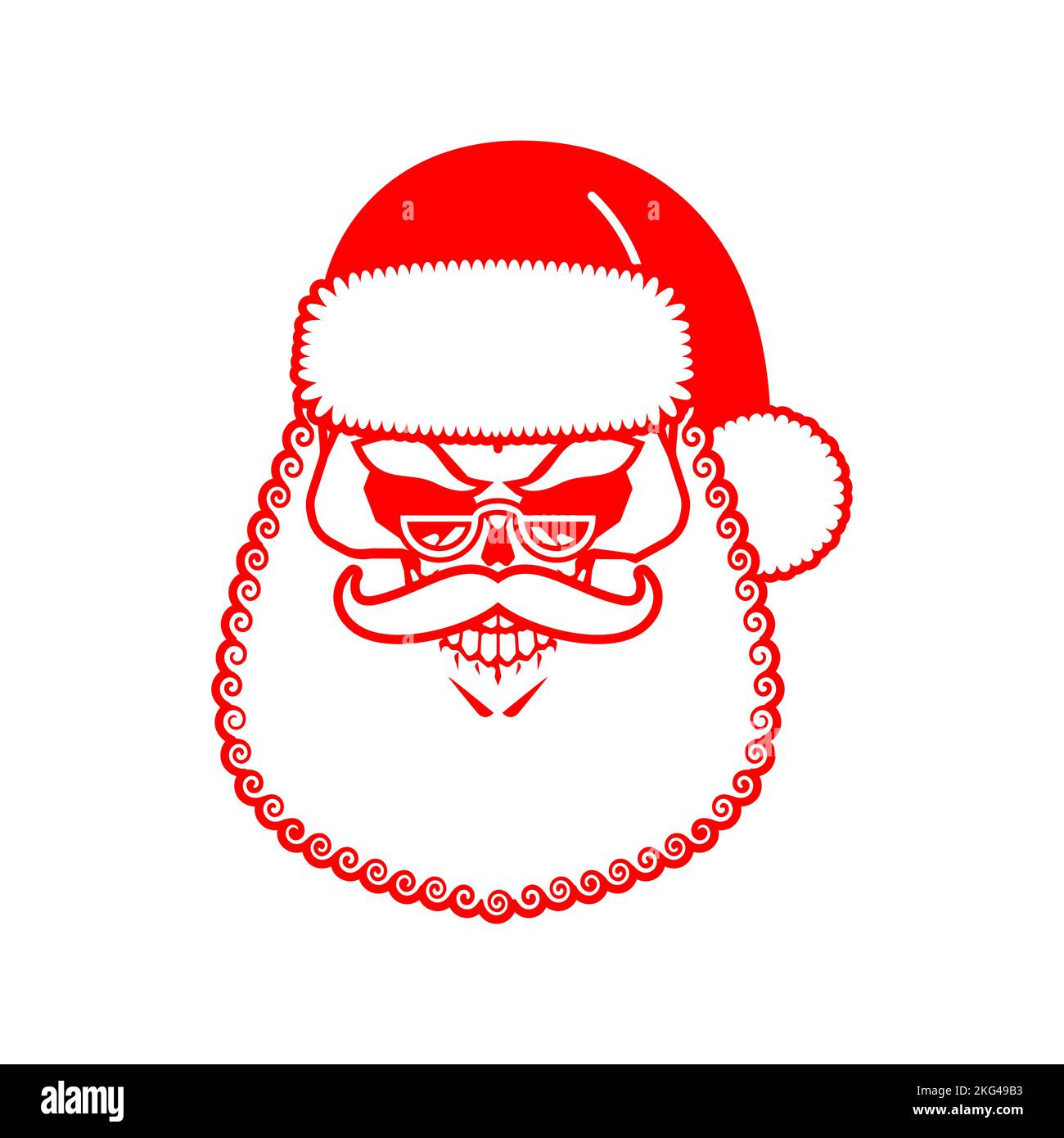 Skull of Santa. Christmas and New Year scary illustration Stock Vector ...