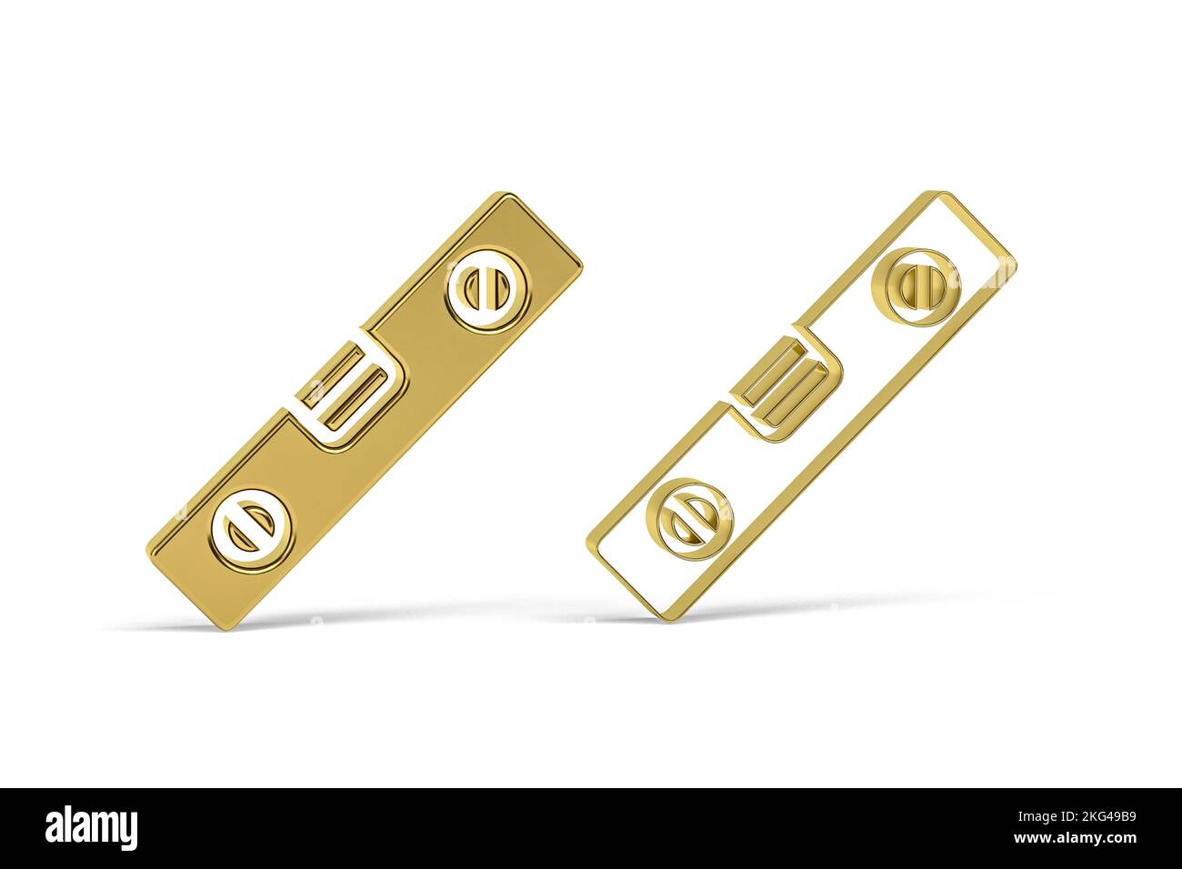 Golden 3d spirit level icon isolated on white background - 3d render ...