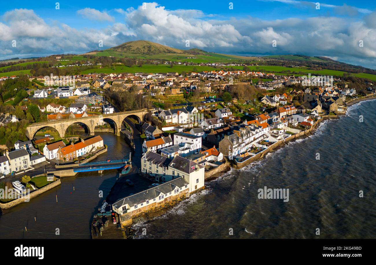 Aerial view of village of Lower Largo in Fife, Scotland, UK Stock Photo ...