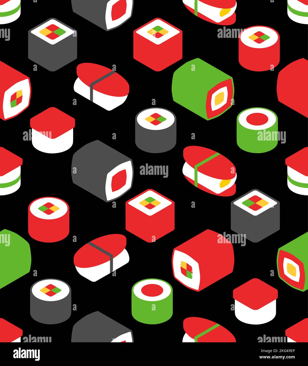 Sushi rolls pattern seamless. Traditional Japanese food background ...