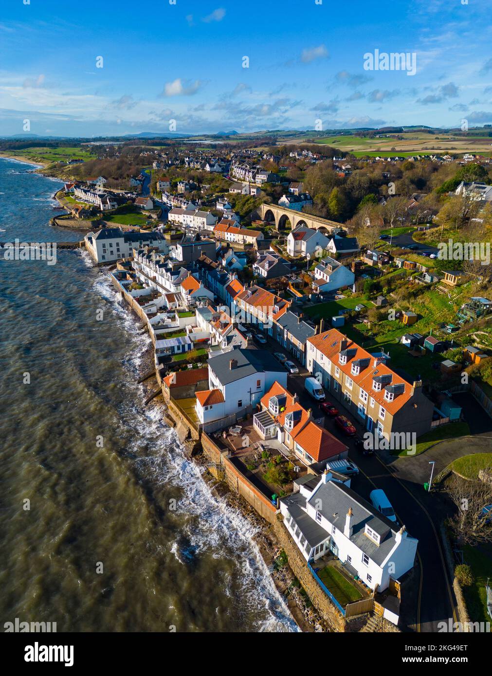 Aerial view of village of Lower Largo in Fife, Scotland, UK Stock Photo ...