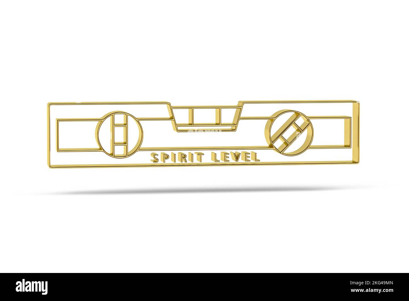 Golden 3d spirit level icon isolated on white background - 3d render ...