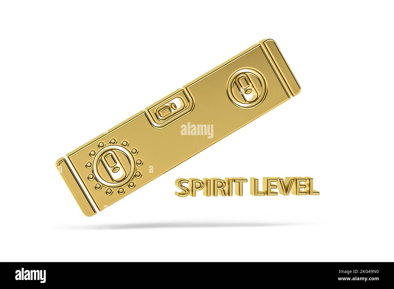 Golden 3d spirit level icon isolated on white background - 3d render ...