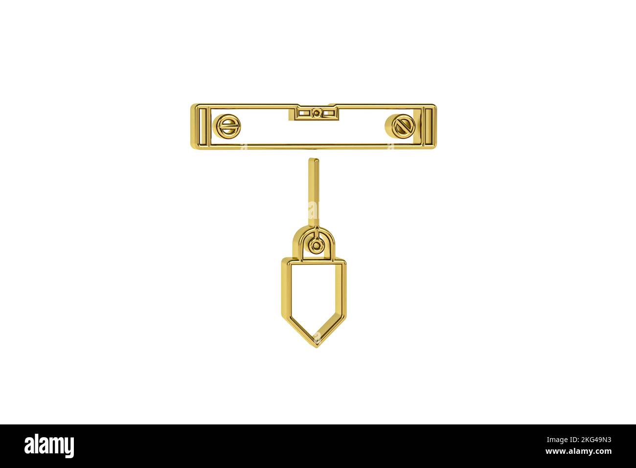 Golden 3d spirit level icon isolated on white background - 3d render ...