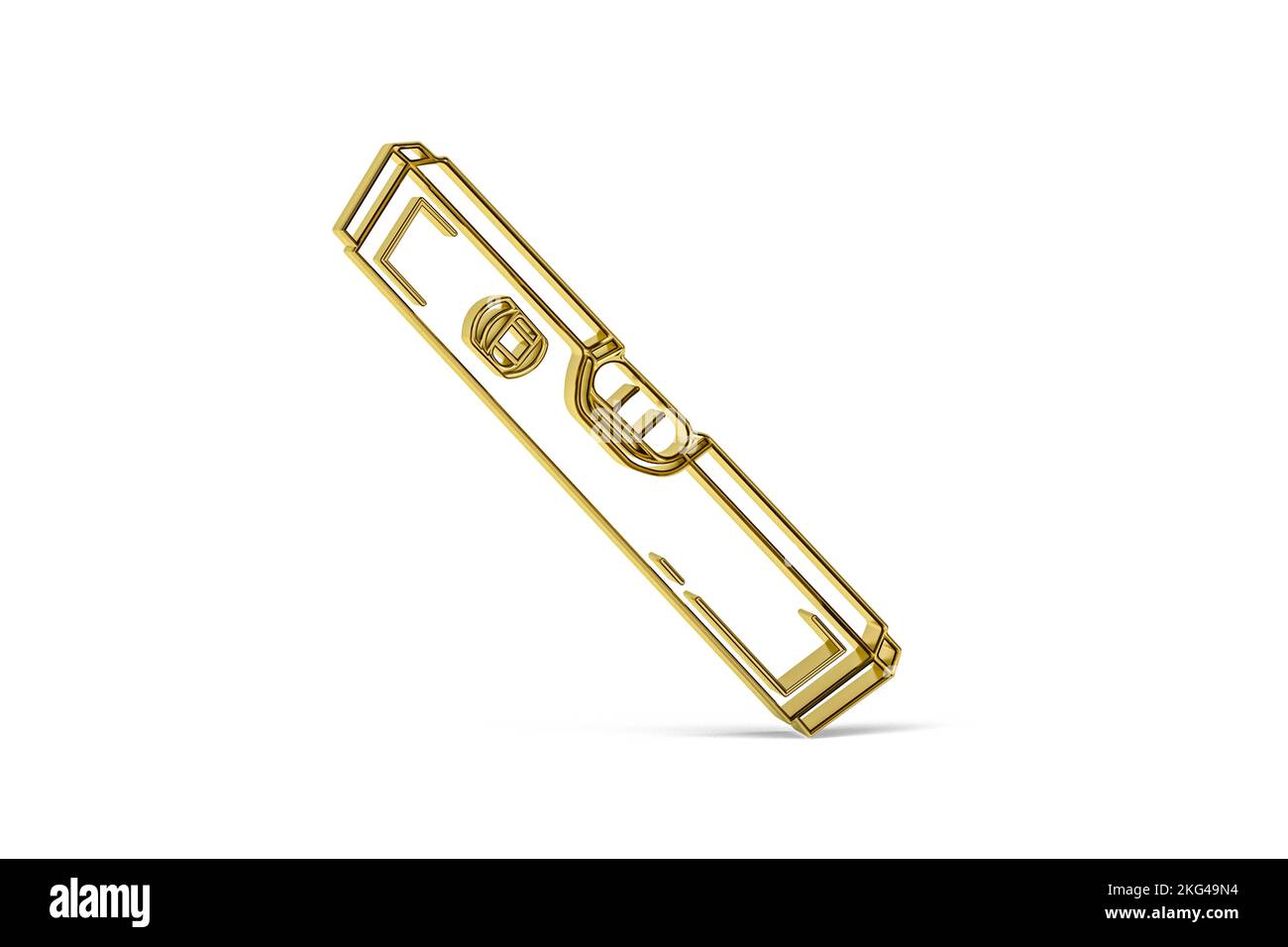 Golden 3d spirit level icon isolated on white background - 3d render ...