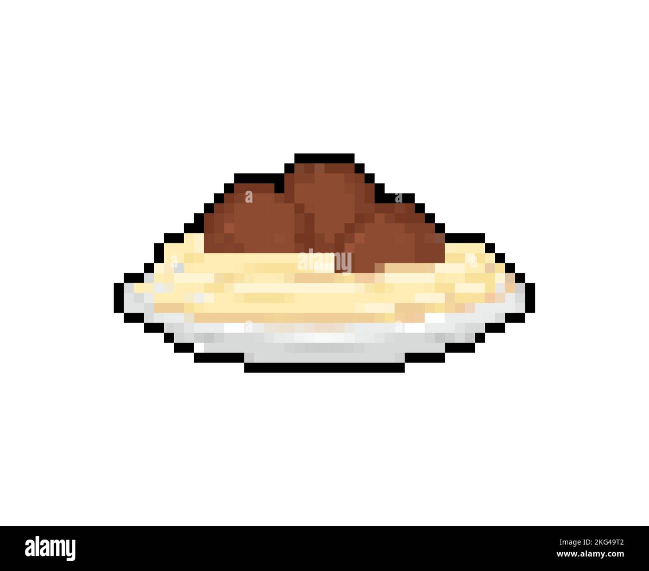 Meatball with pasta pixel art. 8 bit ball of meat. pixelated food ...