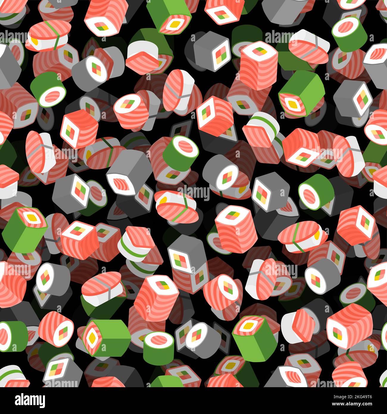Sushi rolls pattern seamless. Traditional Japanese food background ...