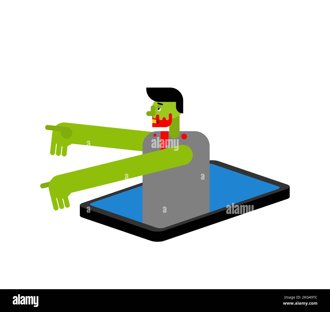 Zombie in smartphone. Zombi in gadget. Vector illustration Stock Vector ...