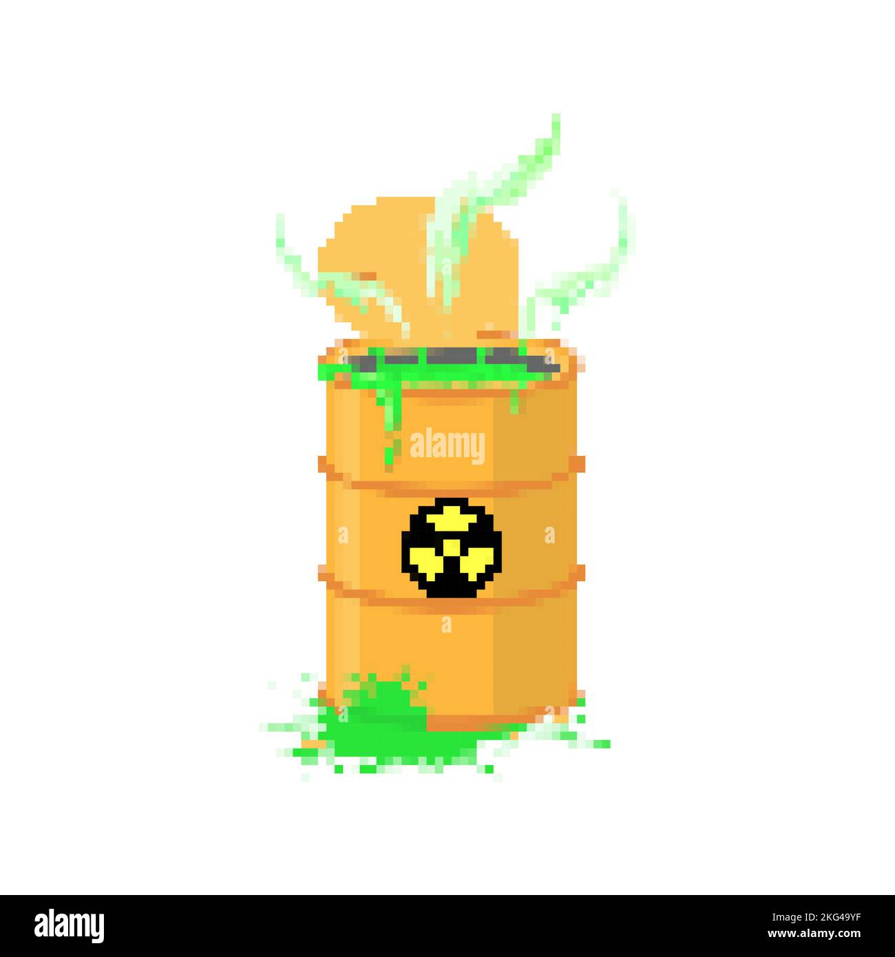 Chemical waste barrel pixel art. 8 bit Toxic refuse keg. pixelated ...
