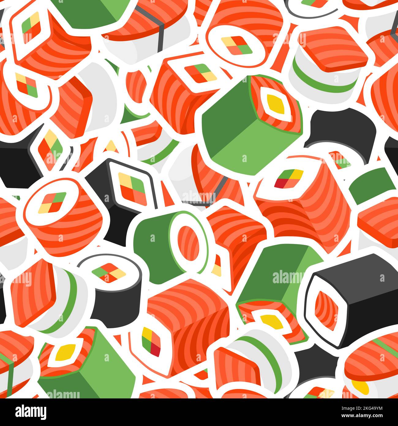 Sushi rolls pattern seamless. Traditional Japanese food background ...