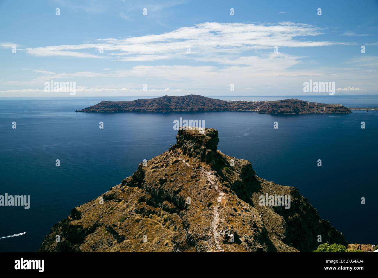 View of the bay (Caldera) , Skaros rock and Nea Kameni Volcano in ...