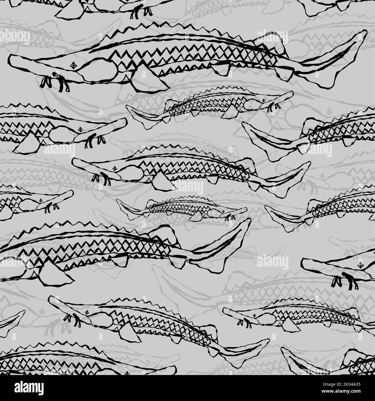 Sturgeon pattern seamless. fish background. vector texture Stock Vector ...
