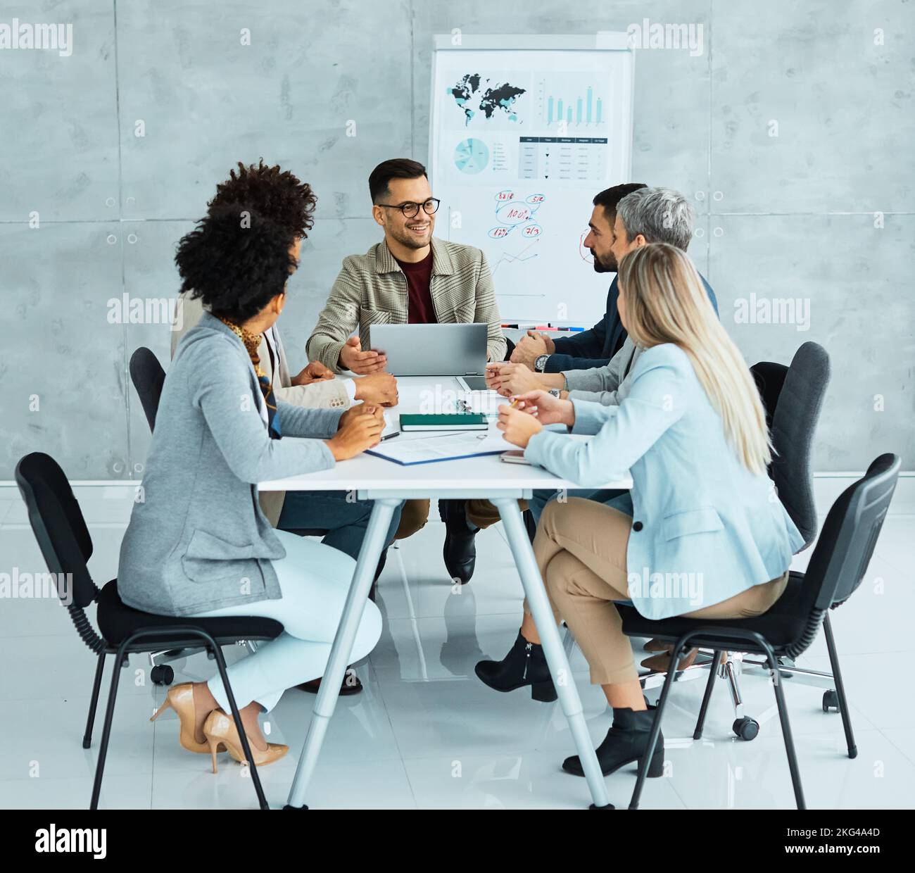 young business people meeting office teamwork group whiteboard presentation seminar woman ...