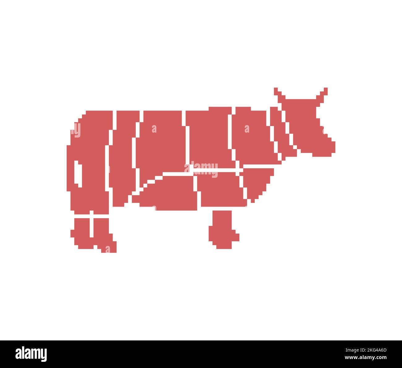 Cow cutting meat pixel art. 8 bit Butcher Manual butchering beef ...