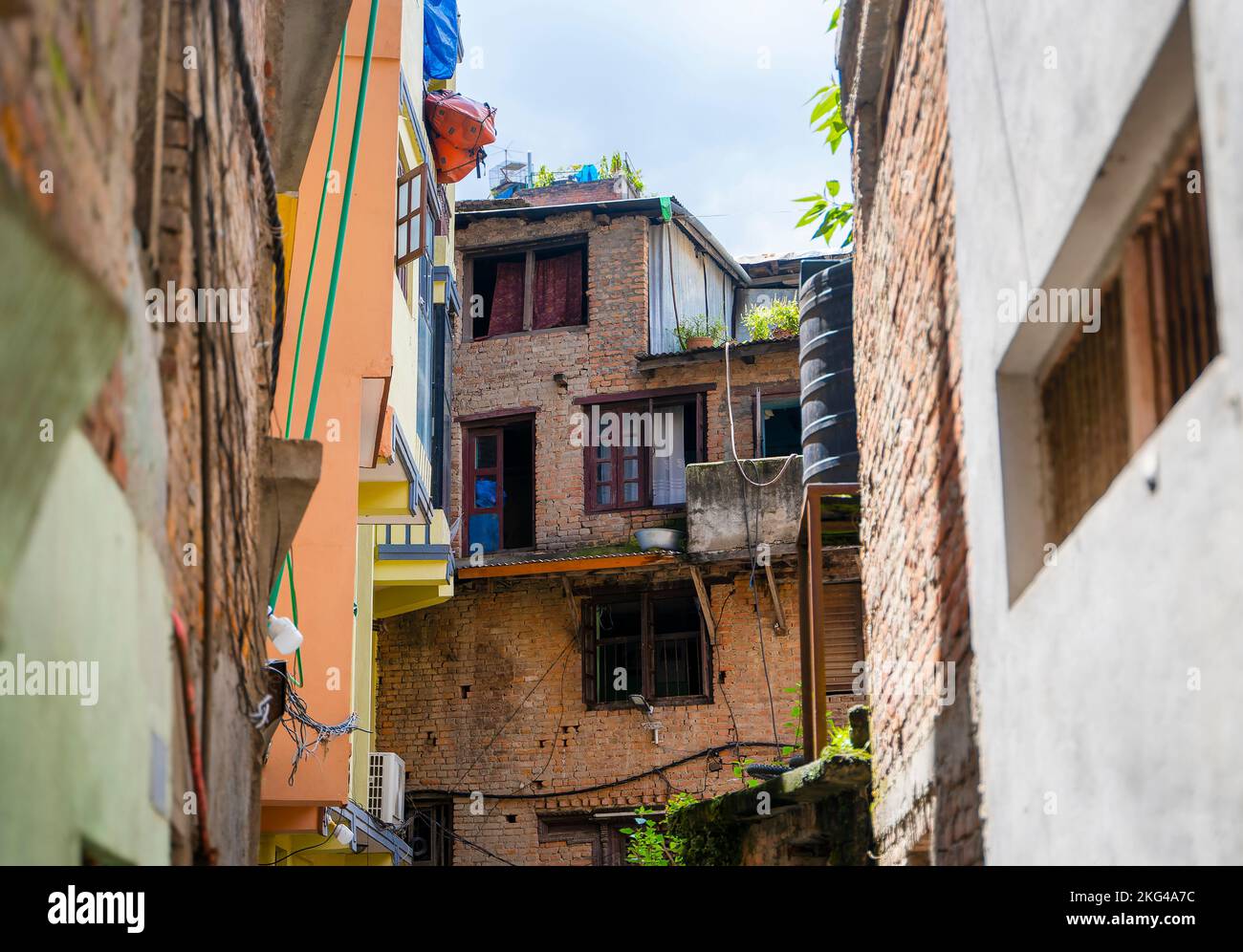 Residential buildings in the Thamel area of Kathmandu city, Nepal Stock ...
