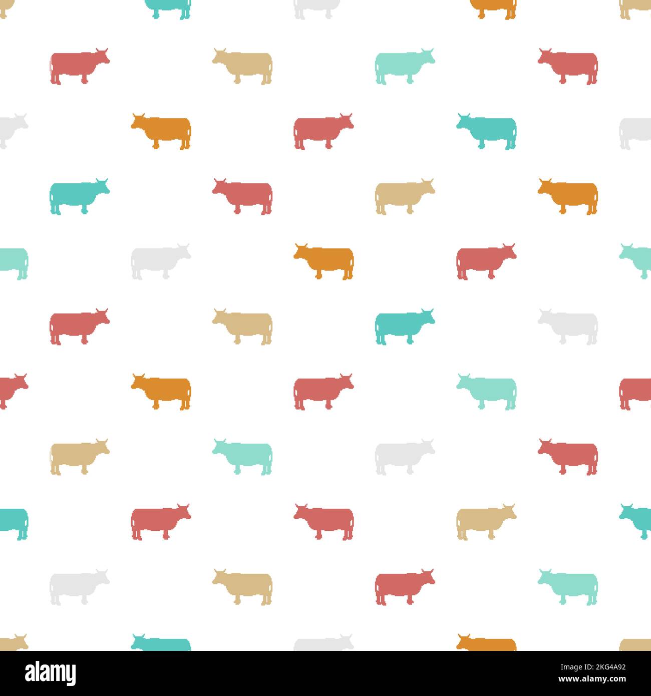 Cow pixel art pattern seamless. 8 bit farm animal background. pixelated ...