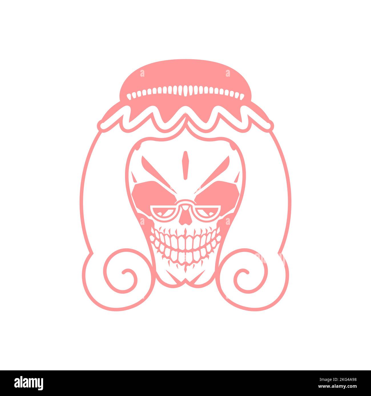 Mrs Santa's skull. Skeleton head with bonnet. Christmas and New Year ...